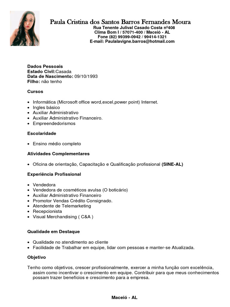 Currículo de Paula Moura | PDF