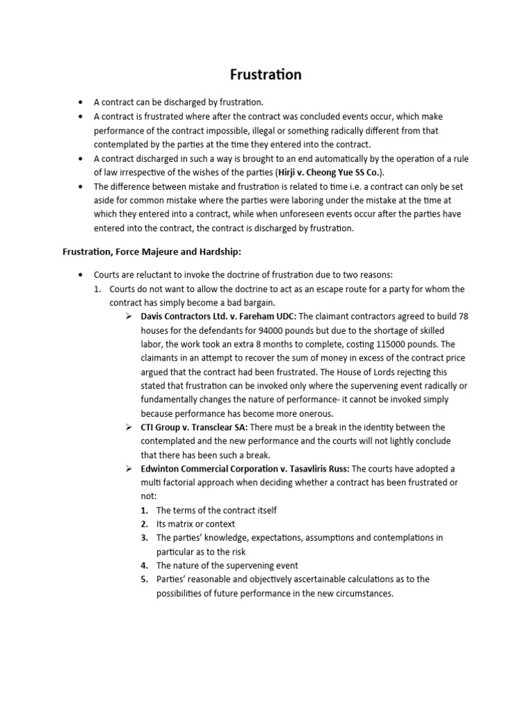 Frustration | PDF | Common Law | Private Law