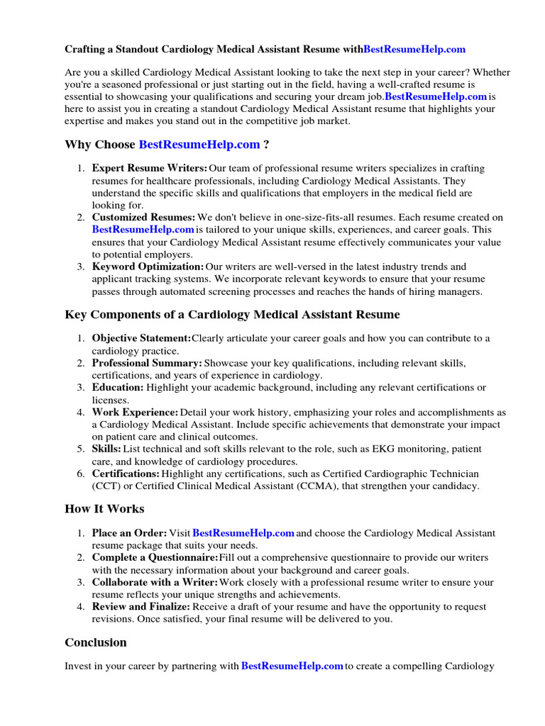 Cardiology Medical Assistant Resume | PDF | Résumé | Patient
