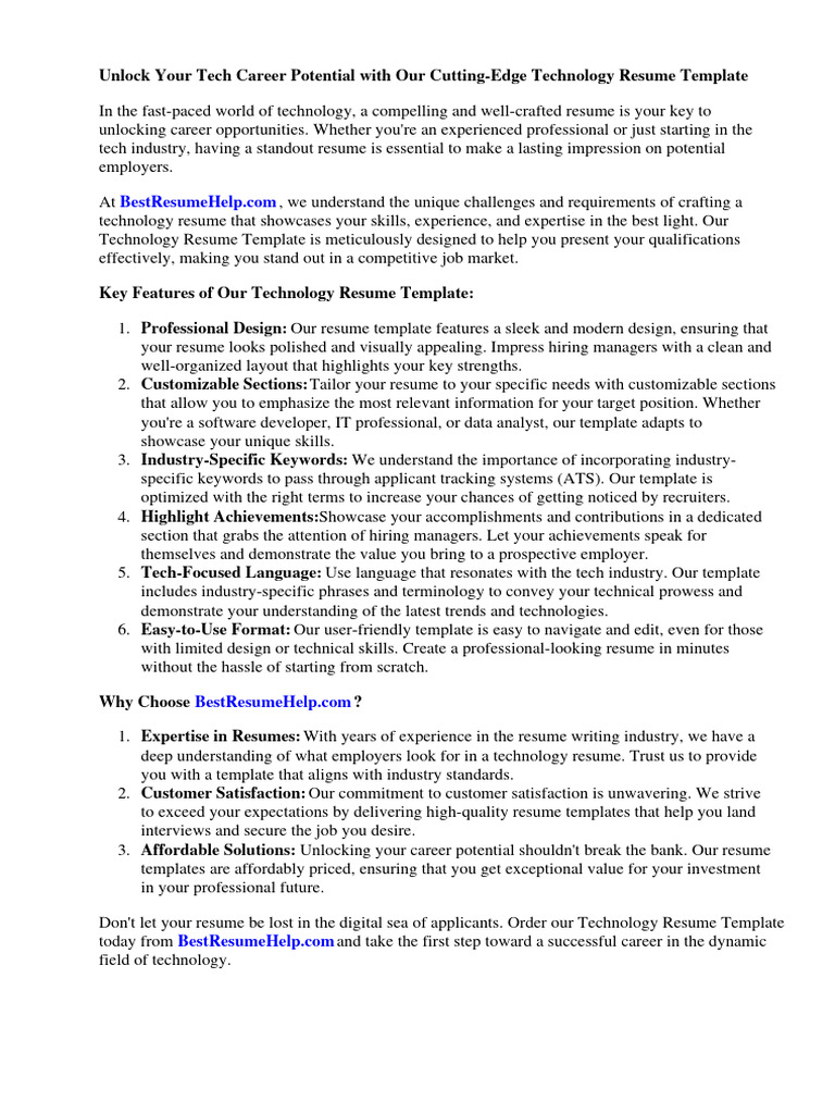 Technology Resume Template Guide | PDF | Résumé | Databases