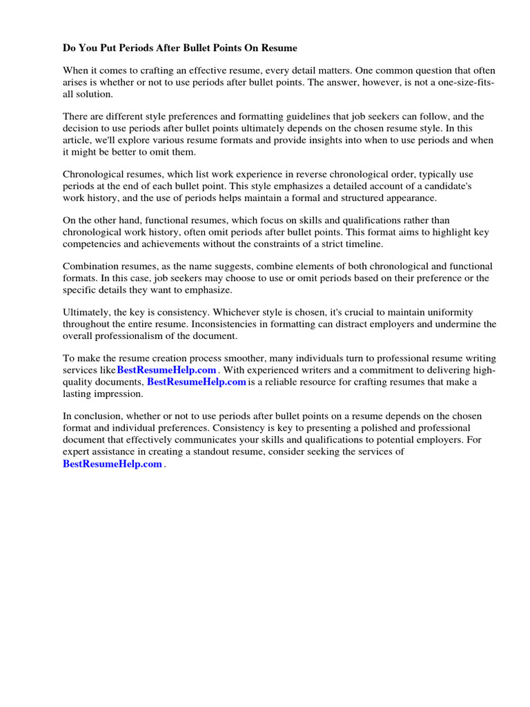 Do You Put Periods After Bullet Points On Resume | PDF | Résumé | Human ...