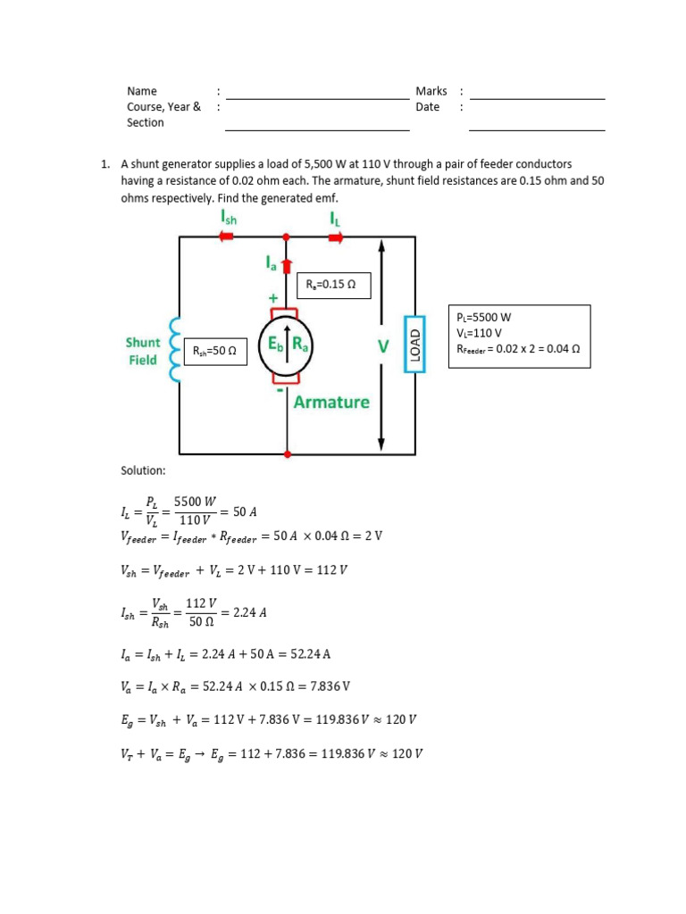 ACDC_Practice Exercises 1_Answer_Key | PDF | Electric Generator | Volt