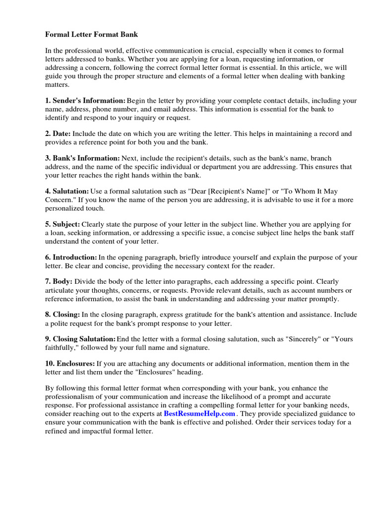 Formal Letter Guidelines for Banks | PDF | Banks | Cheque