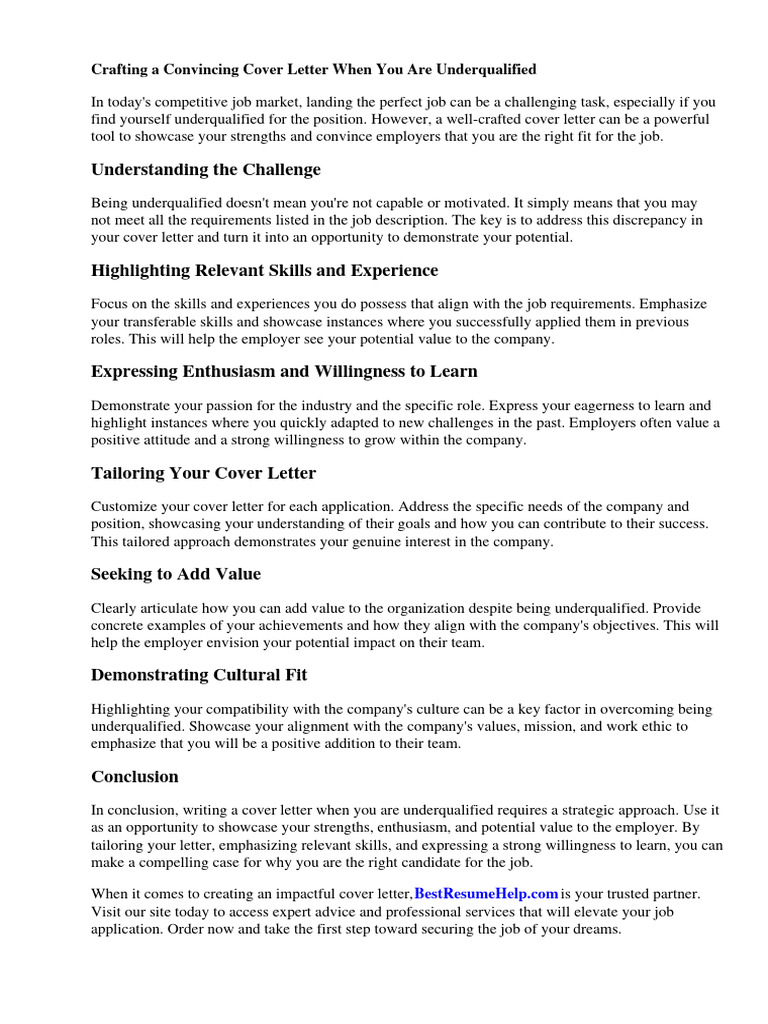 How To Write A Cover Letter When You Are Underqualified | PDF | Résumé