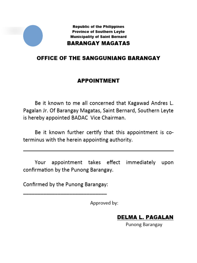 Appointment Badac | PDF | Philippines