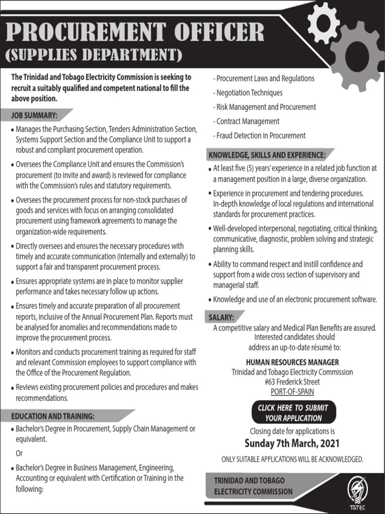 Vacancy Procurement Officer | PDF | Procurement | Regulatory Compliance