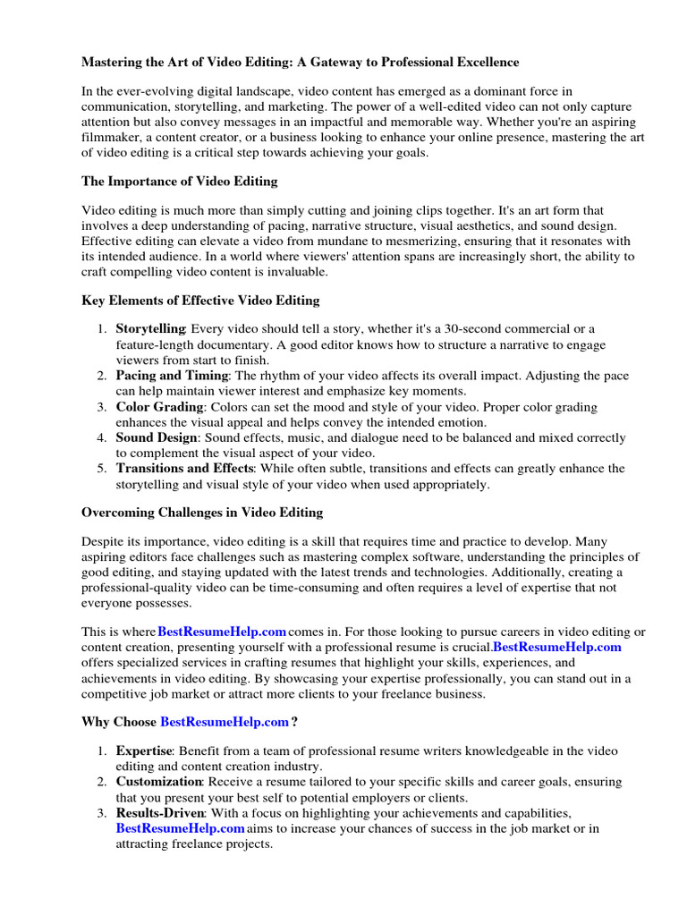 Video Editor Cover Letter | PDF Video Editor Cover Letter | PDF