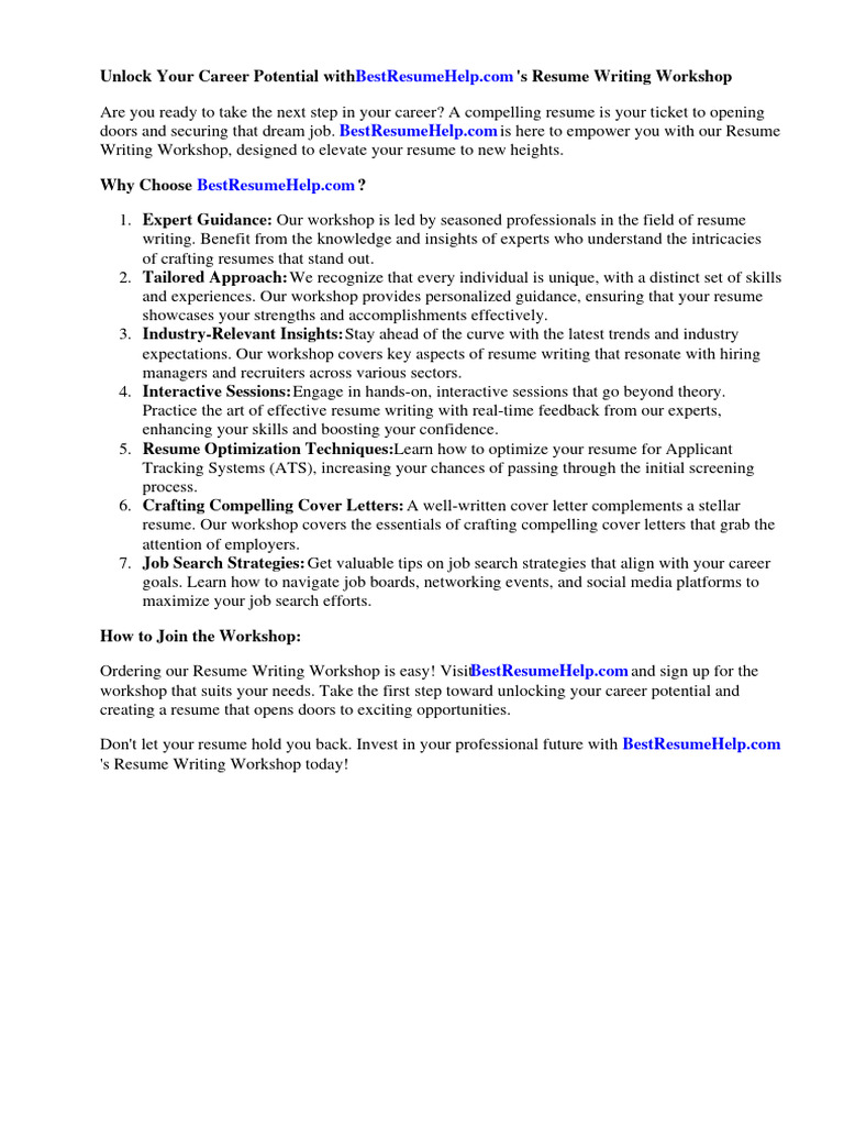 Resume Writing Workshop | PDF