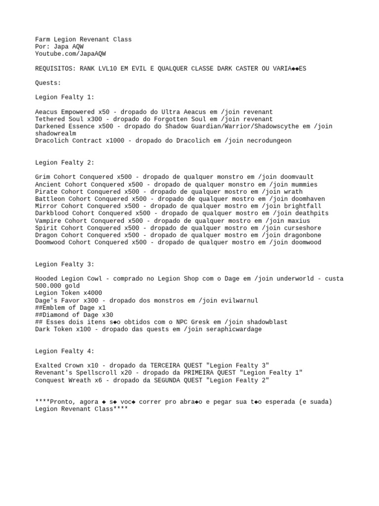 Guia Completo: Legion Revenant AQW | PDF