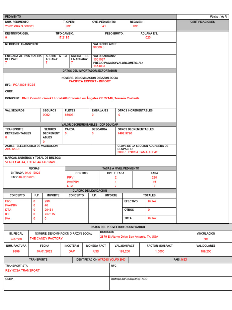 Pedimento A1 | PDF | Negocios Internacionales | Business