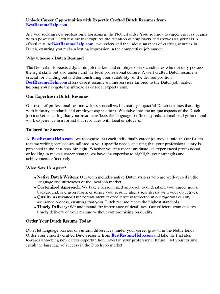 Resume in Dutch | PDF | Résumé | Cognition