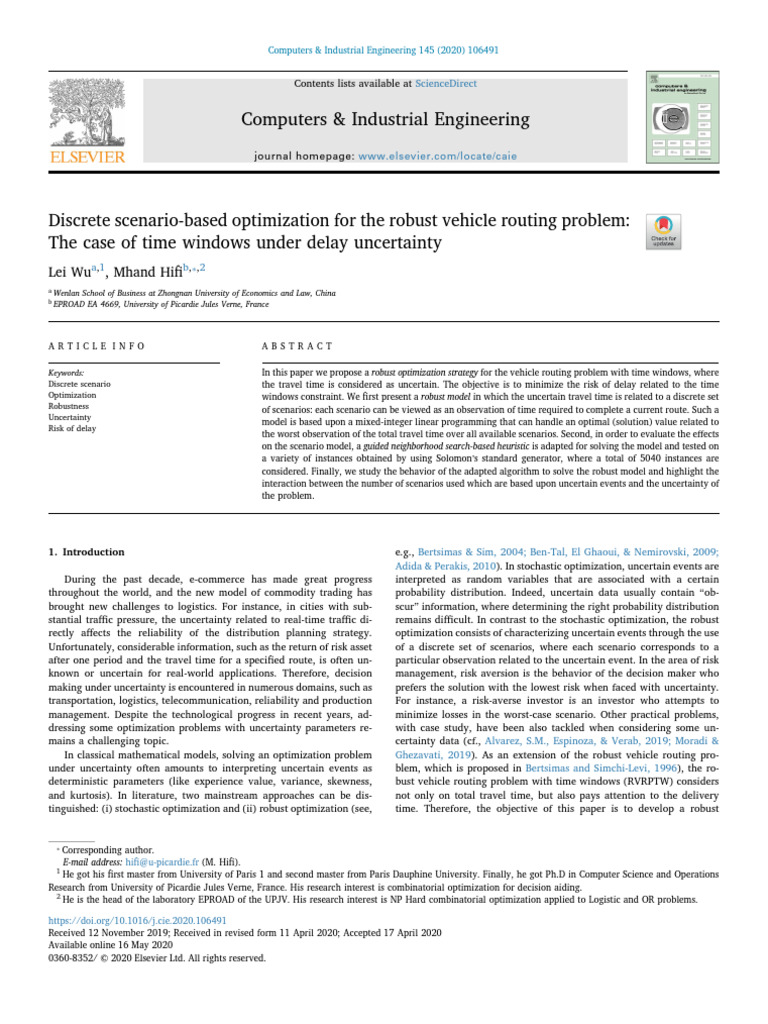 Discrete Scenario Based Optimization For The Robust Vehicle Routing