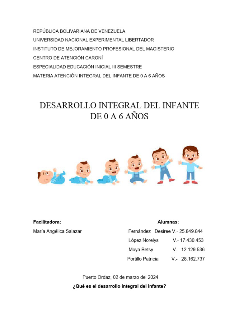 Desarrollo Integral del Infante: Claves y Etapas | PDF | Las emociones ...