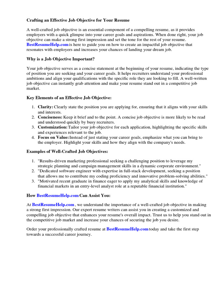 Job Objective For Resume | PDF | Résumé | Recruitment