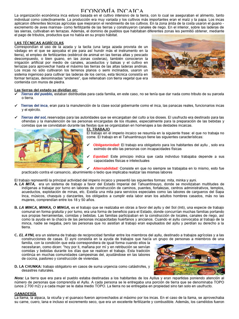 Economía y Agricultura Incaica | PDF | Imperio Inca | Agricultura