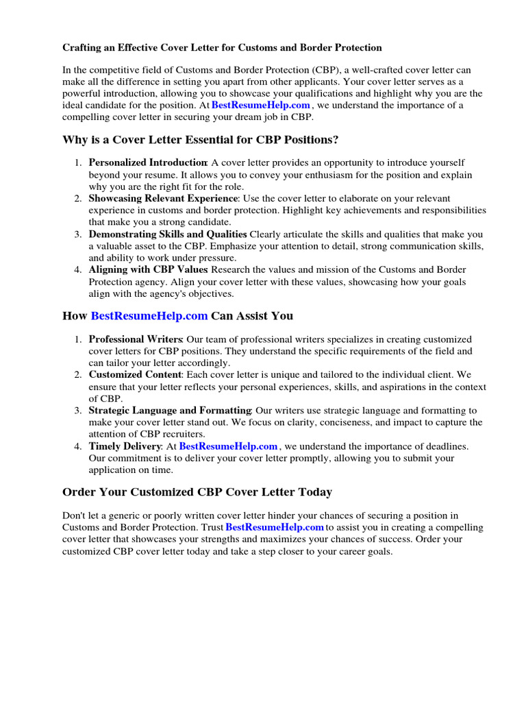 Effective CBP Cover Letter Guide | PDF | U.S. Customs And Border ...