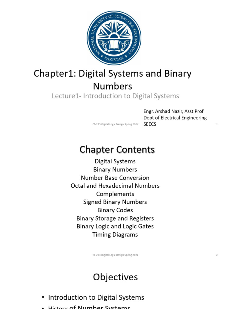 Lecture1 Chapter1 - Introduction To Digital Systems | PDF | Digital Signal | Digital Electronics