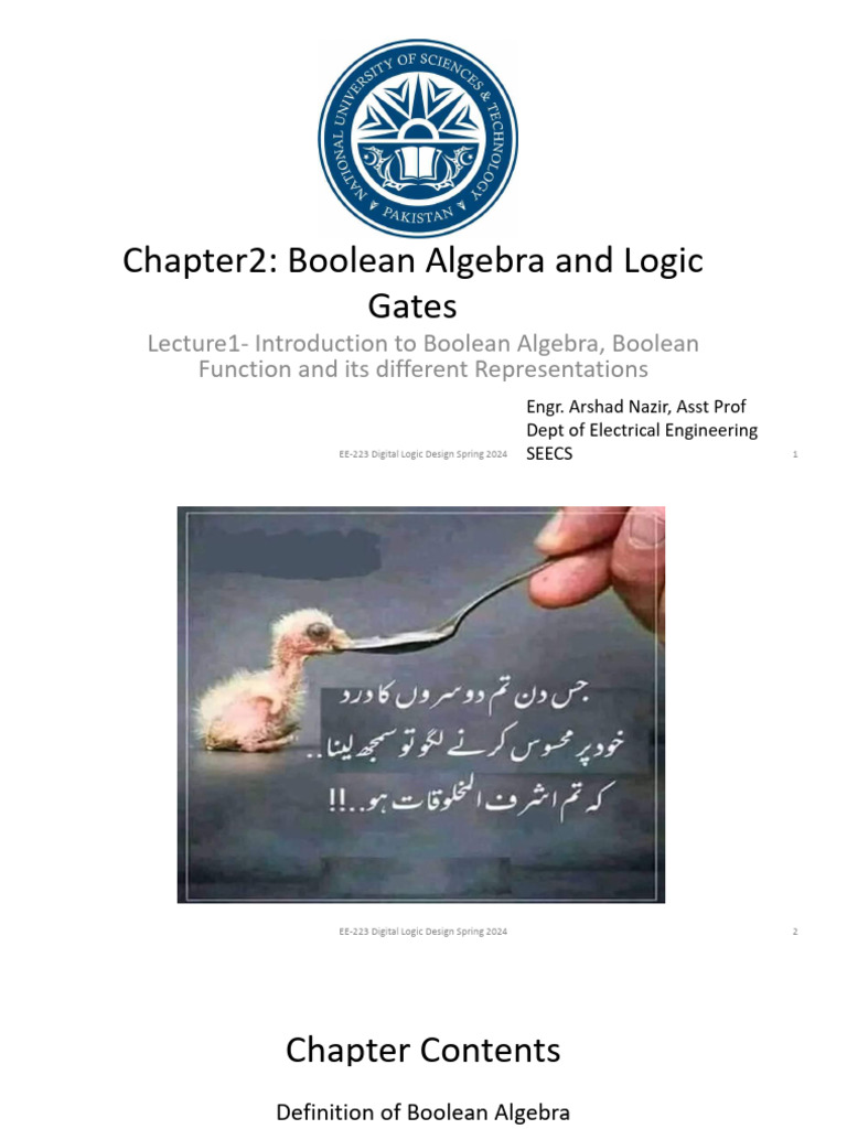 Lecture1 Chapter2 Introduction To Boolean Algebra Boolean Functions Pdf Boolean Algebra