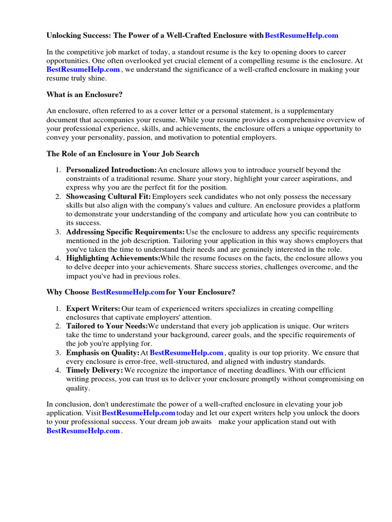 Enclosure Resume | PDF | Résumé | Employment