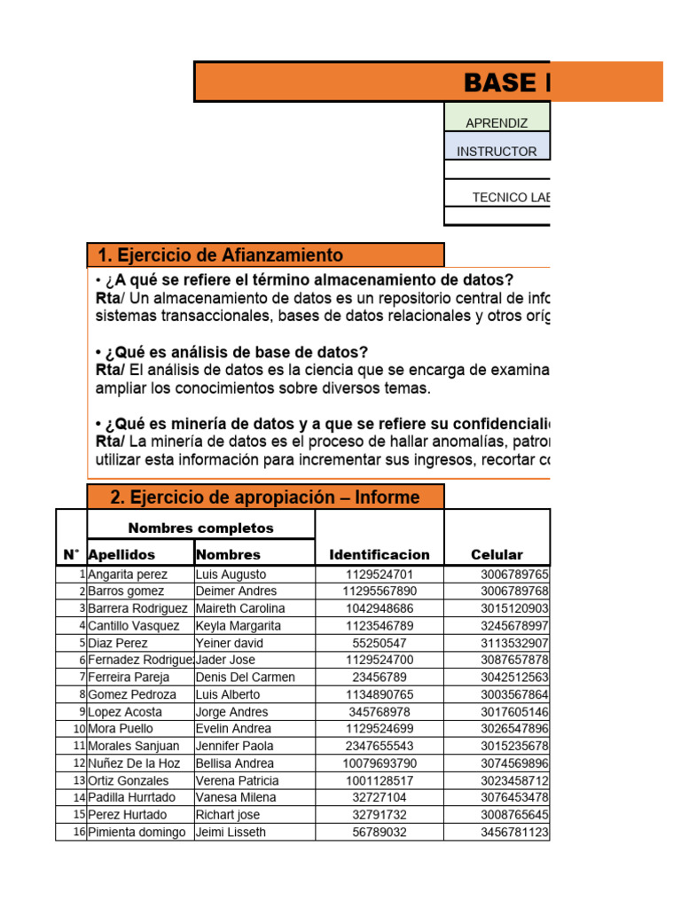 Base de Datos Basicos Ga4-Ata5-Taller01 | PDF | Gestión de datos | Recuperación de información