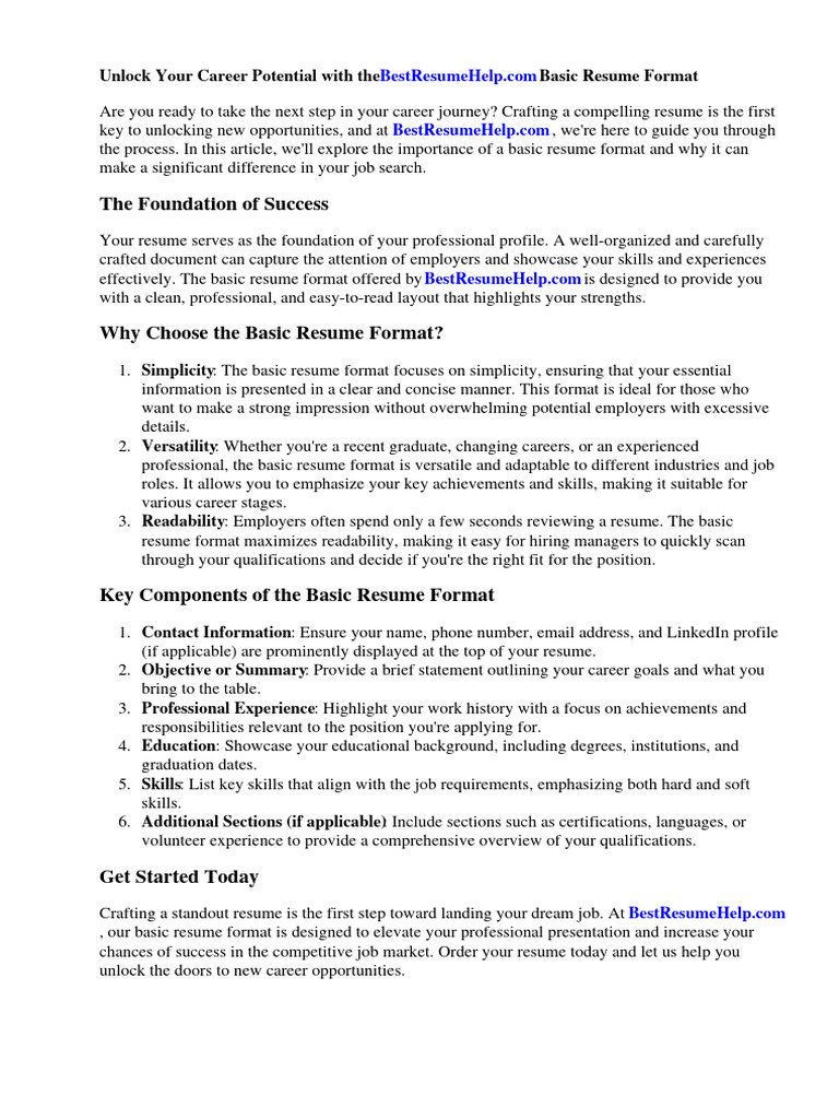 Basic Resume Format | PDF | Résumé