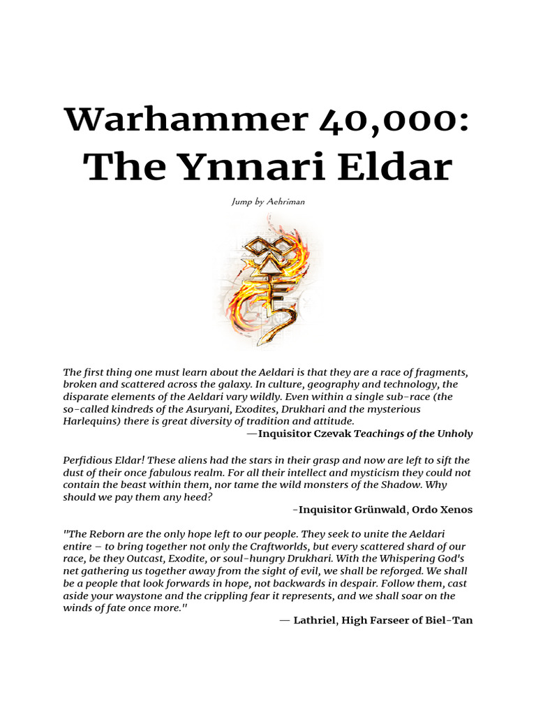 Warhammer 40K Ynnari Jumpchain | PDF | Sword | Reincarnation