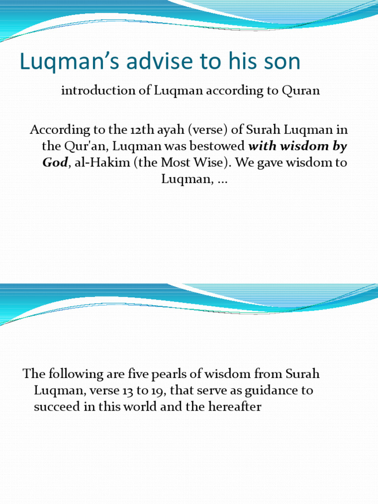 Luqman's Wisdom: 5 Key Advices | PDF | Prophets And Messengers In Islam ...
