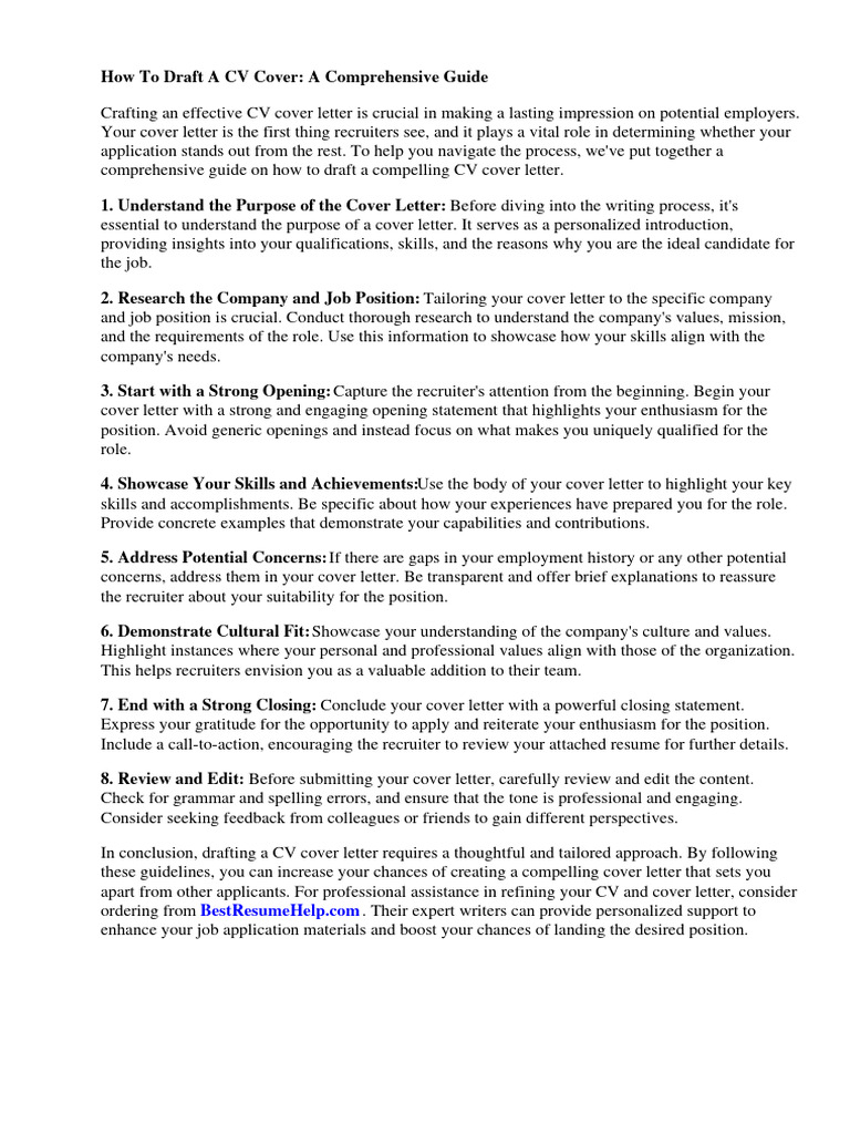How To Draft A CV Cover Letter | PDF | Résumé