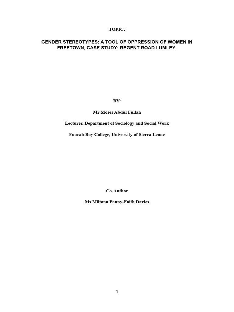 Gender Stereotype Article | PDF | Sexual Violence | Violence