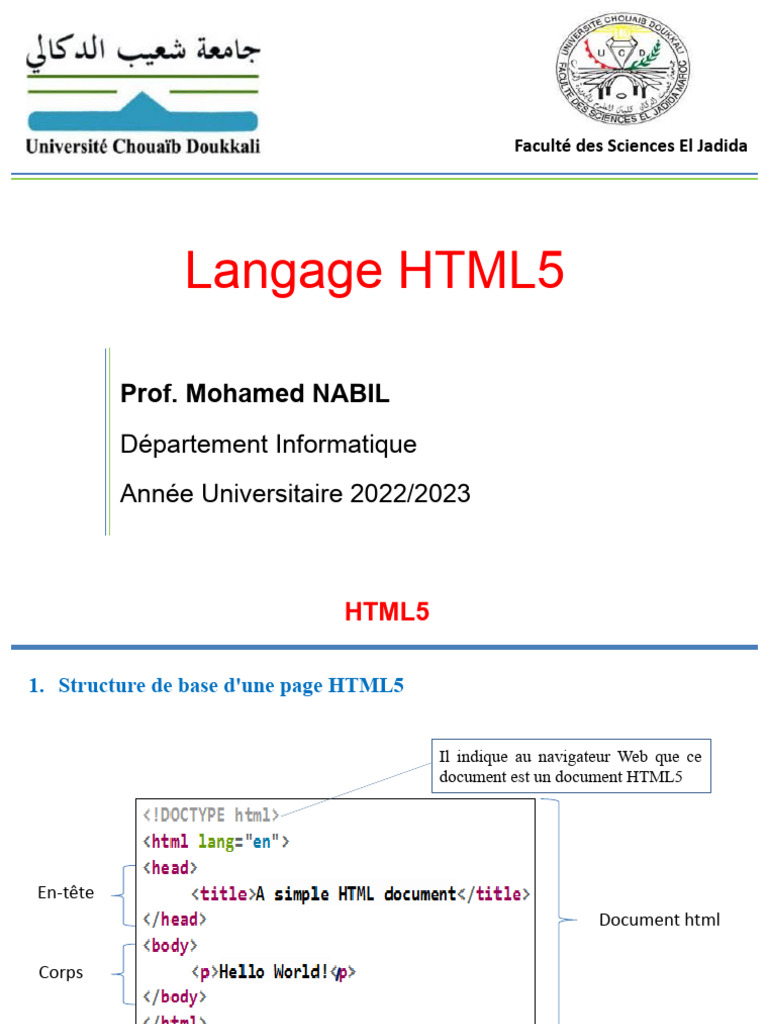 Langage HTML5 - 23-24 | PDF | Html | Élément HTML