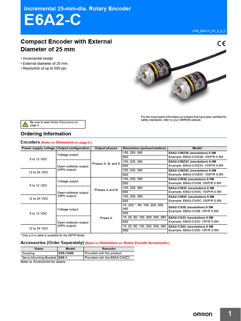 E6A2 CW5C Omron Encoder Datasheet | PDF | Legal Liability | Electrical ...
