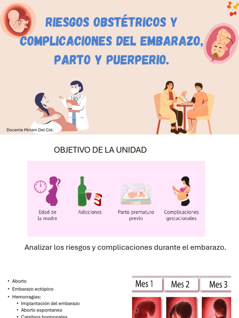 presentacion Riesgos obstetricos y complicaciones del embarazo, parto y puerperio. 2024 mdc. 8 ...