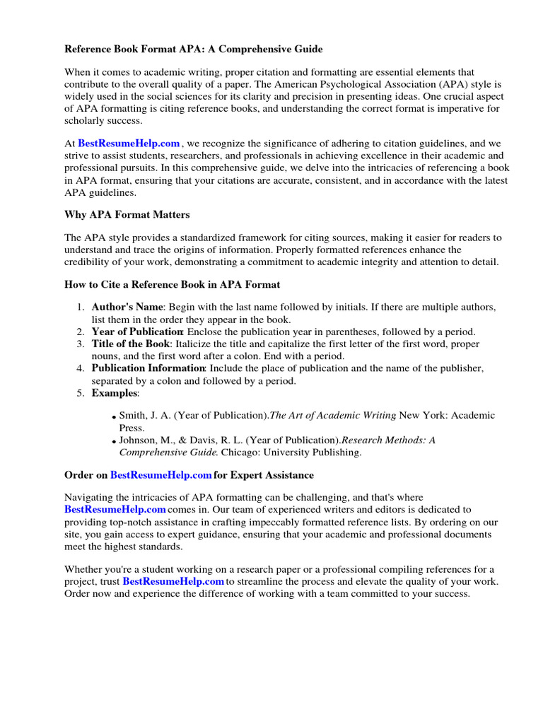Reference Book Format Apa | PDF | Apa Style | Citation