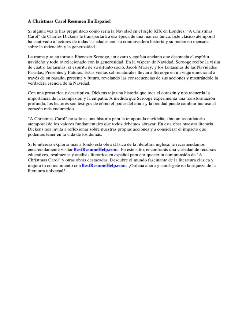 A Christmas Carol Resumen en Espaol | PDF | Un villancico | Navidad