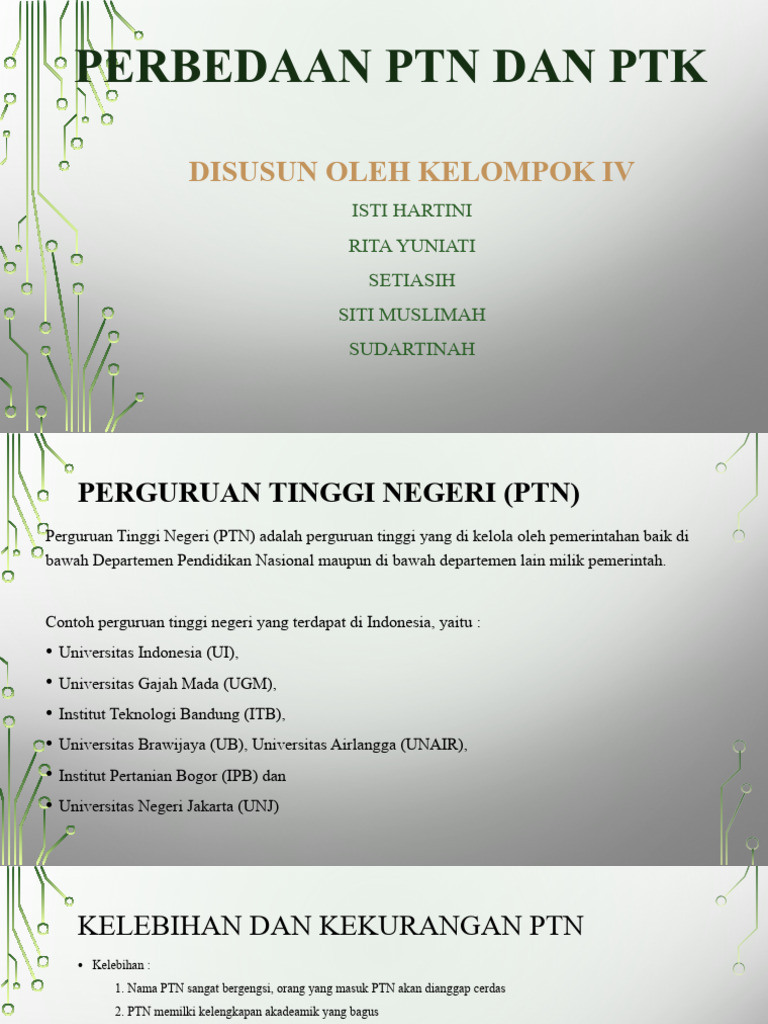 KELOMPOK IV - PERBEDAAN PTN DAN PTK-new | PDF