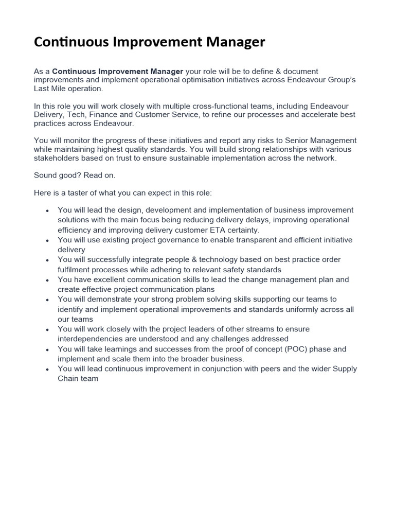 Process Improvement Manager | PDF | Business Process | Procurement Process Improvement Manager | PDF | Business Process | Procurement