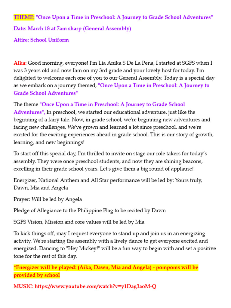 Script-for-General-Assembly (Mar.18) | PDF