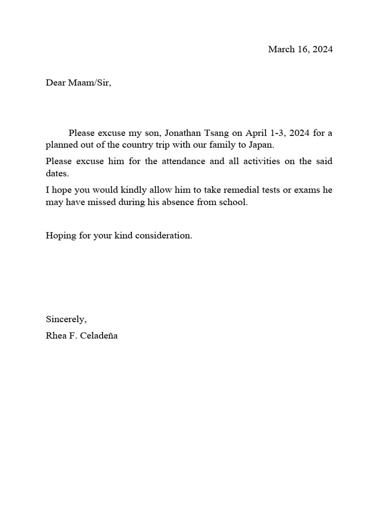 School Absence Request | PDF