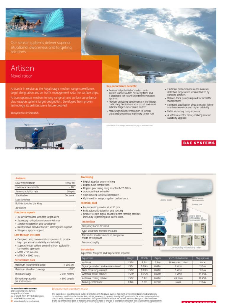 Bae - Artisan Datasheet | PDF | Radar | Anti Aircraft Warfare