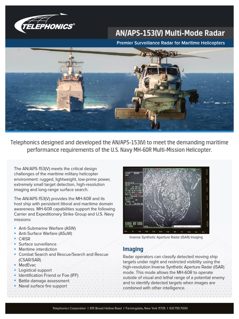 AN APS 153V Brochure - 2022 12 14 | PDF | Naval Warfare | Aviation