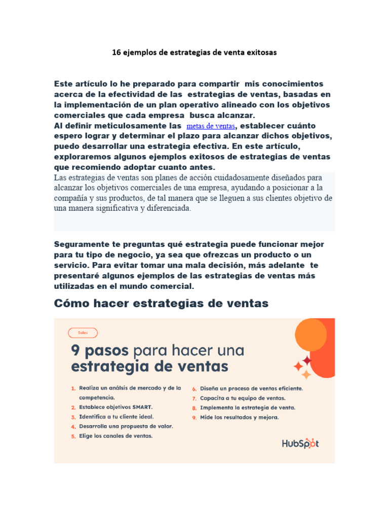16 Ejemplos de Estrategias de Venta Exitosas | Descargar gratis PDF | Business | Marketing