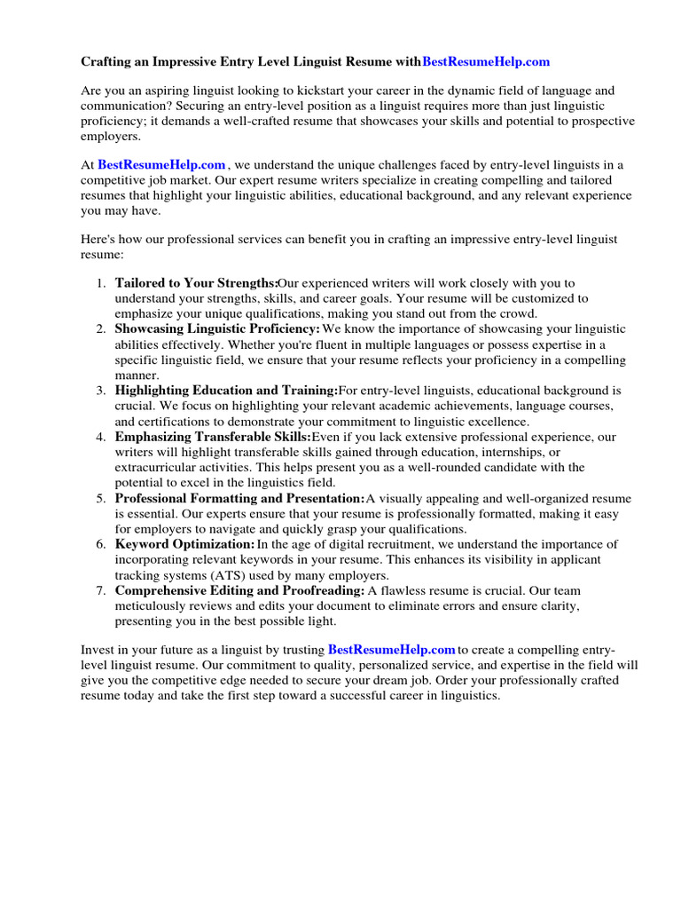 Entry Level Linguist Resume | PDF | Résumé | Translations