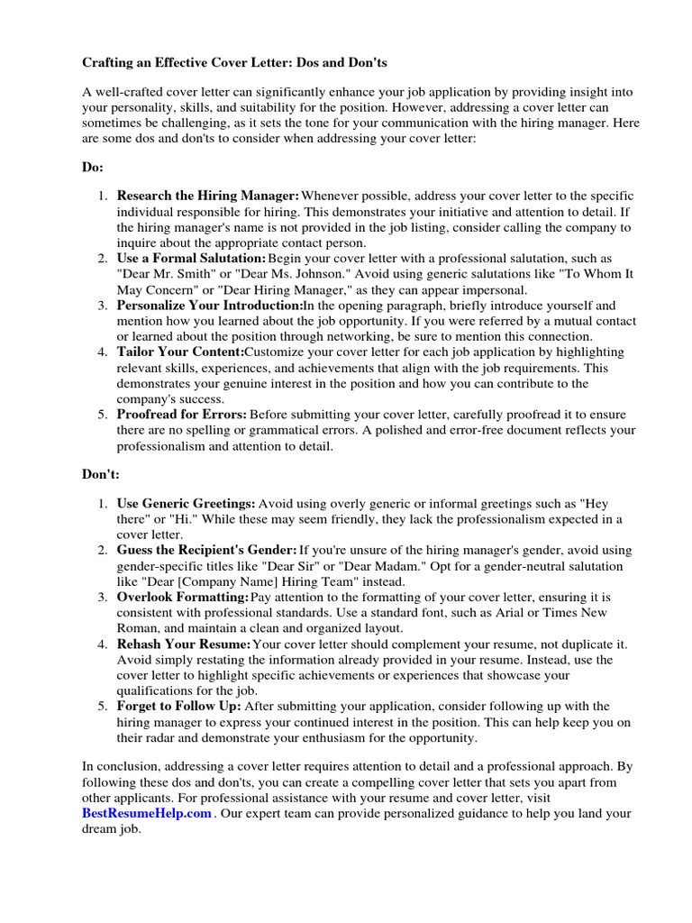How To Address A Cover Letter With No Name | PDF | Résumé | Recruitment