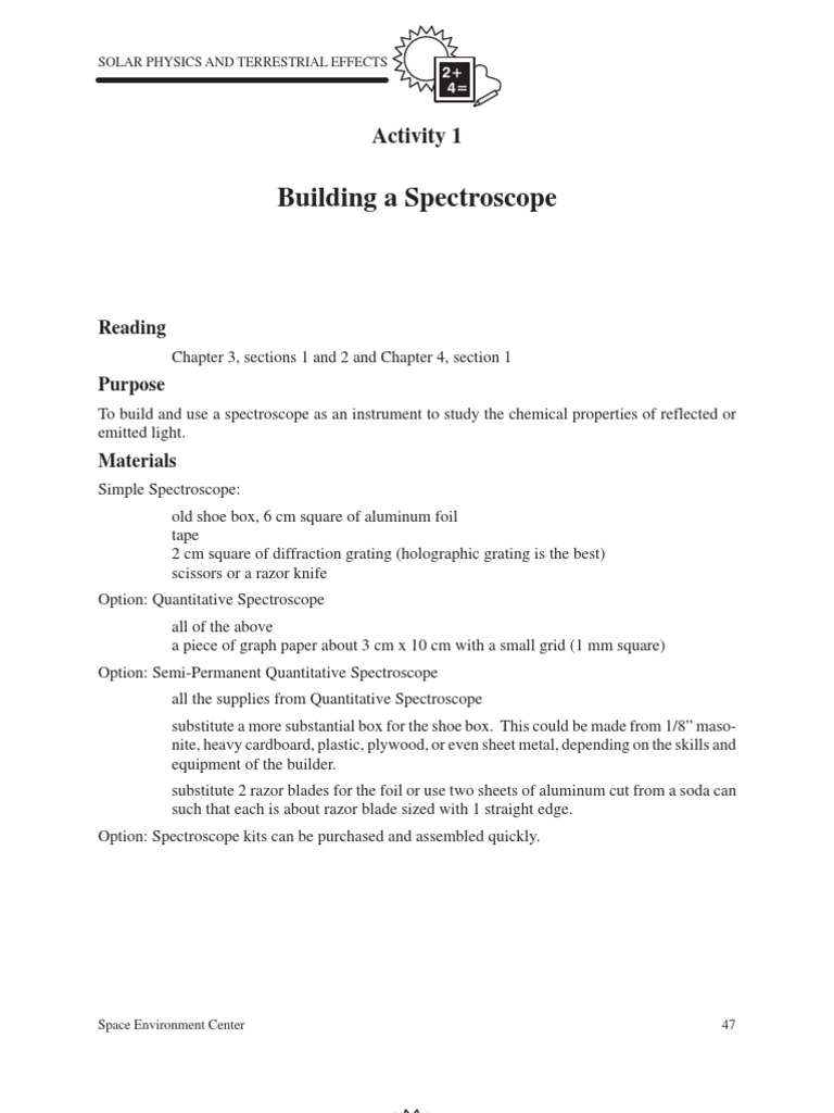 Building A Spectroscope: Activity 1 | PDF | Spectrum | Color