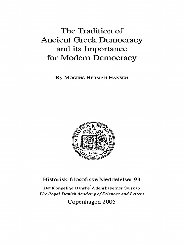 Hansen, Mogens Herman - The Tradition of Ancient Greek Democracy and ...