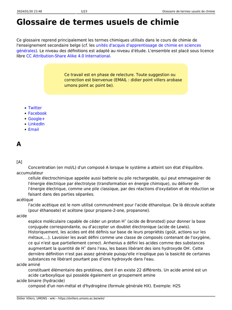 Glossaire de Termes Usuels de Chimie | PDF
