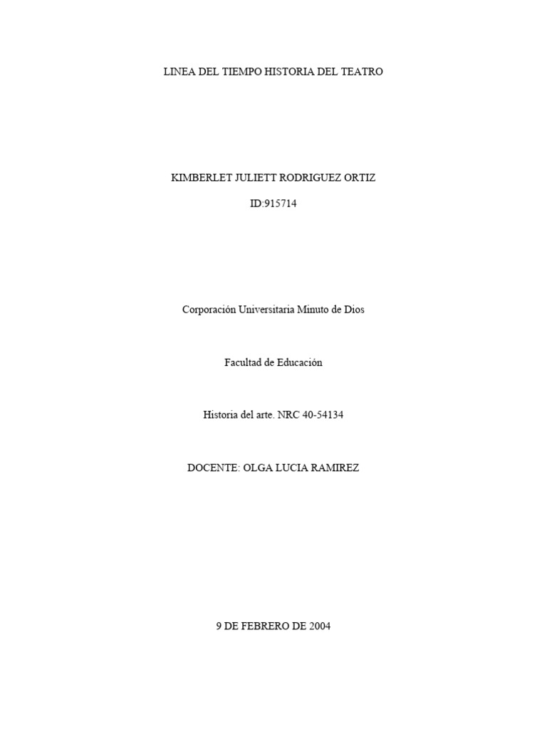 Linea Del Tiempo Historia Del Teatro | PDF