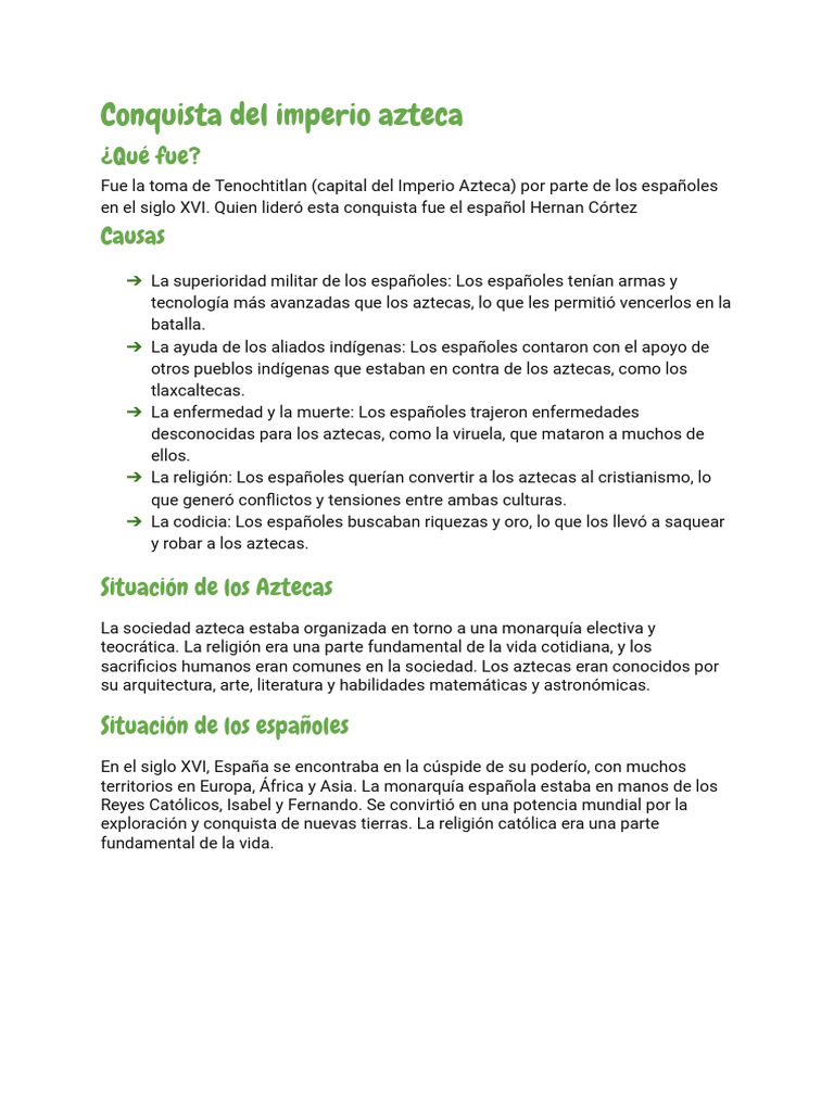 Conquista Del I.Azteca | PDF | Hernán Cortés | Imperio español