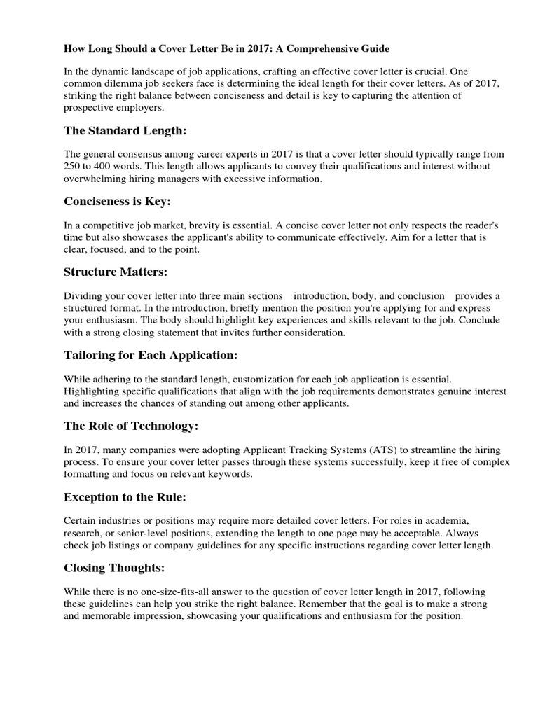 How Long Should Cover Letter Be 2017 | PDF | Résumé How Long Should Cover Letter Be 2017 | PDF | Résumé