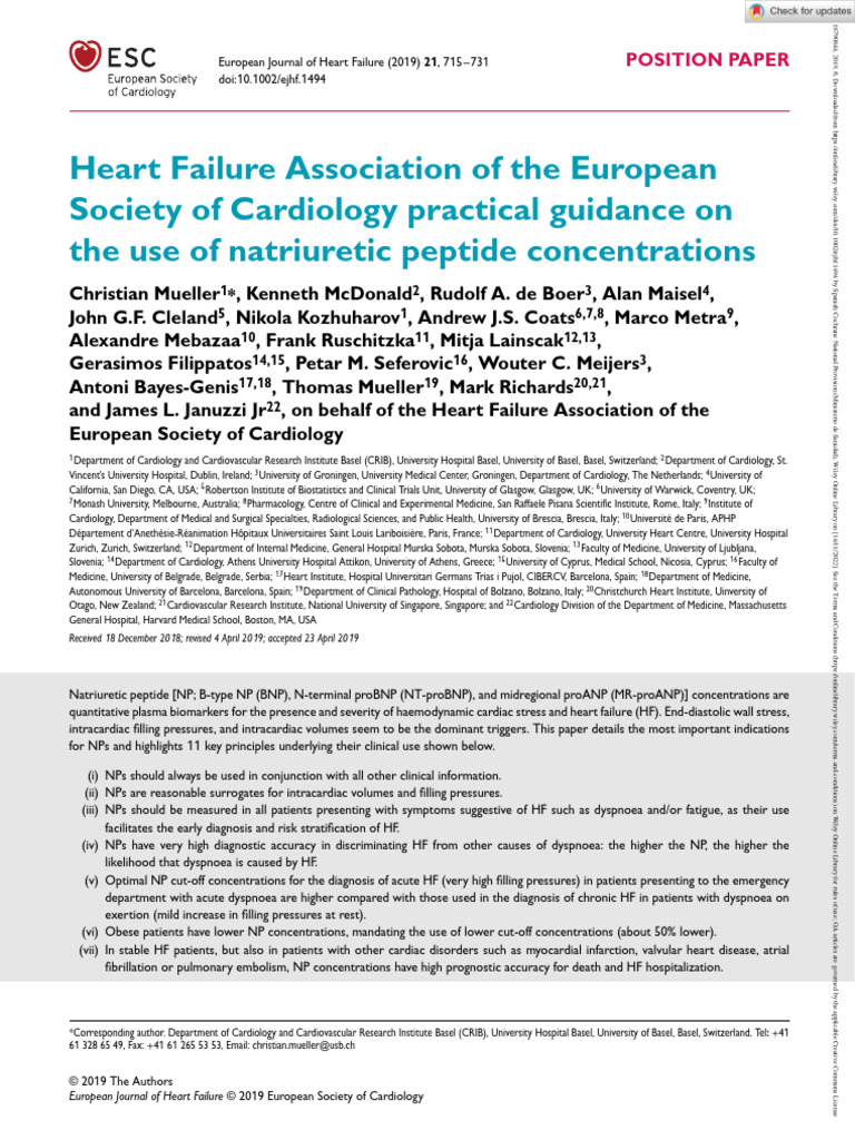 2019 EUR J of HF Heart Failure Association of The ESC On The Use of ...